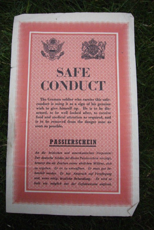 War Department Militaria | Scarce WWII Safe Conduct Pass for Germans