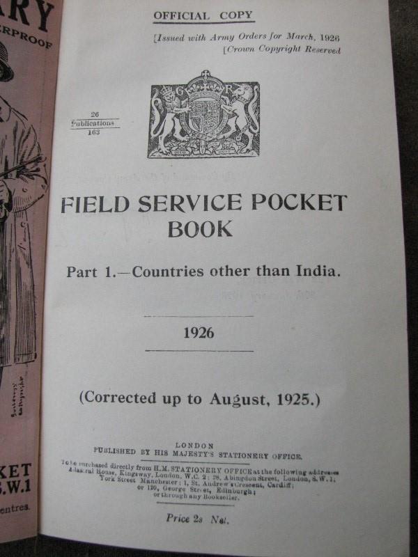 War Department Militaria | 1926 Field Service Pocket Book